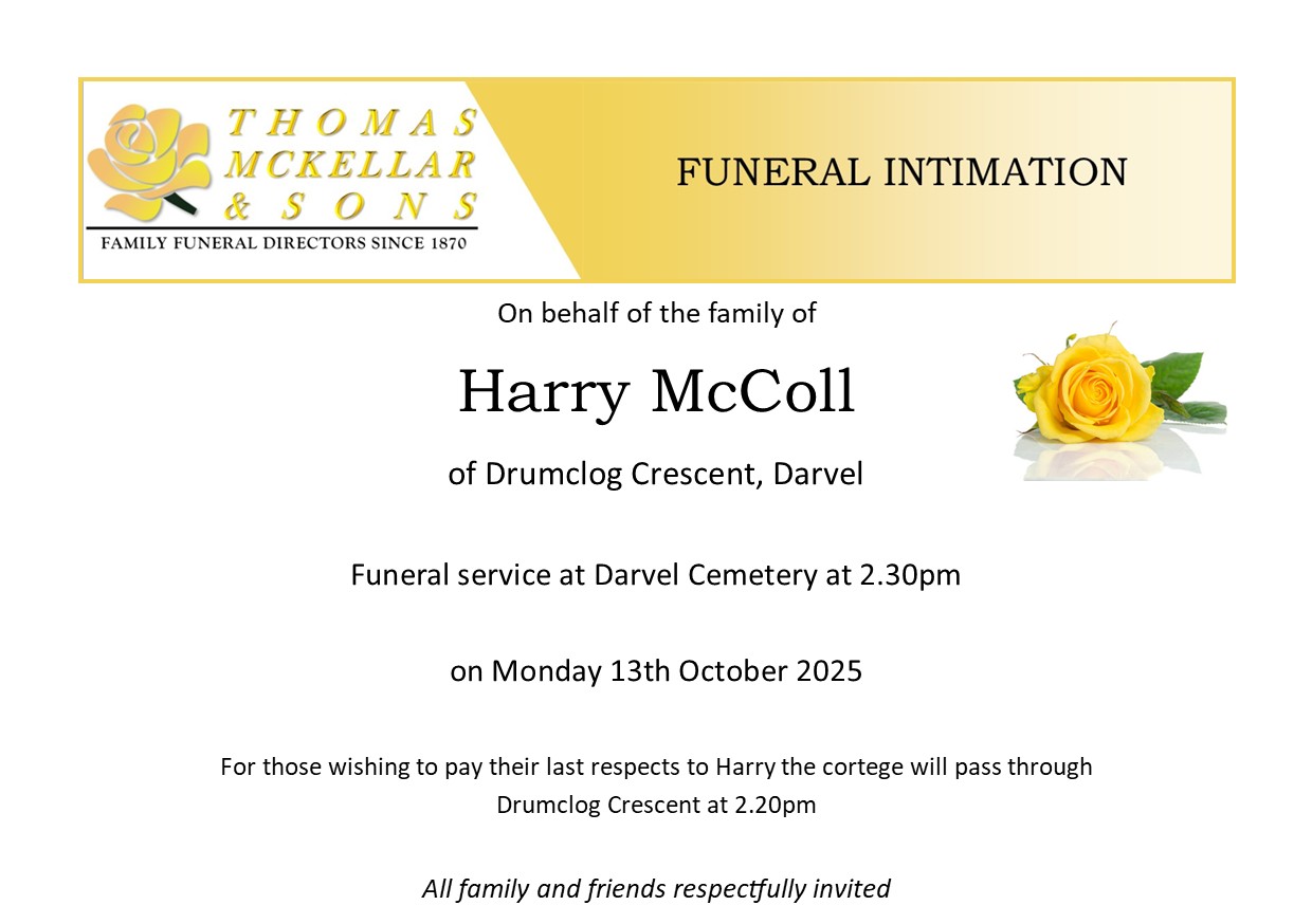 Funeral Notices | Thomas McKellar & Sons | Funeral Services Ayrshire