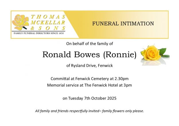 Funeral Notices | Thomas McKellar & Sons | Funeral Services Ayrshire