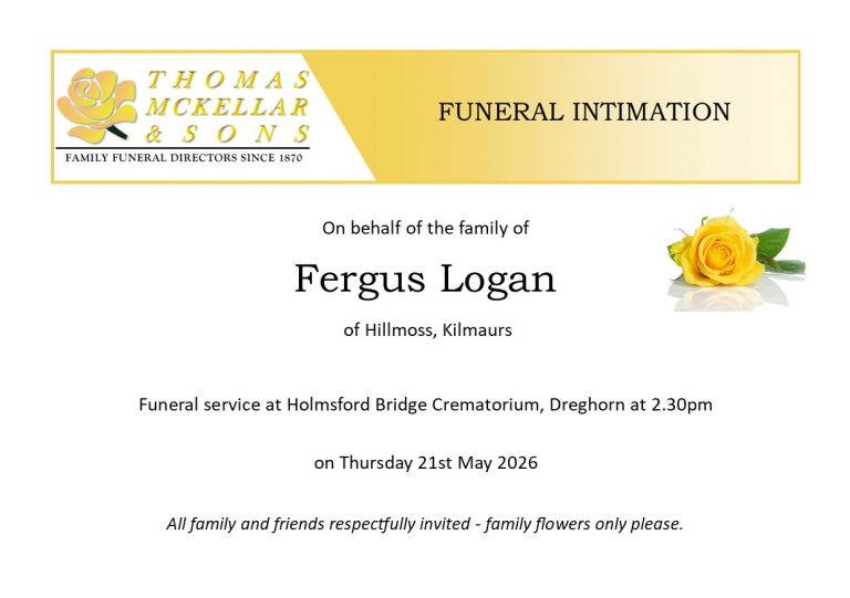 Funeral Notices | Thomas McKellar & Sons | Funeral Services Ayrshire
